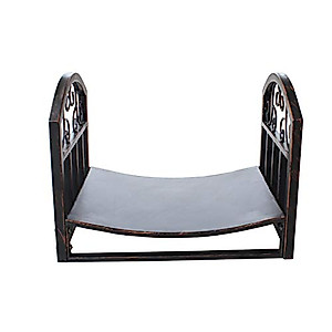 Everflying Wrought Iron Log Rack, Firewood Storage Holder, Heavy Duty Log Bin, Fireside Log Carrier for Fireplace Stove Accessories