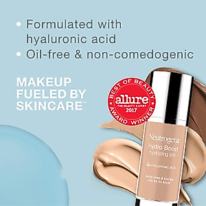 Neutrogena Hydro Boost Hydrating Tint with Hyaluronic Acid, Lightweight Water Gel Formula, Moisturizing, Oil-Free & Non-Comedogenic Liquid Foundation Makeup, 10 Classic Ivory, 1.0 fl. oz