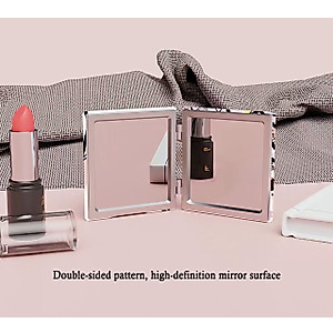 Sicpfuj Cute Mini Compact Mirror for Women and Girls, PU Leather Travel Makeup Mirror with 1X/2X Magnifying, Unique Gift Idea, 2.7 Inch