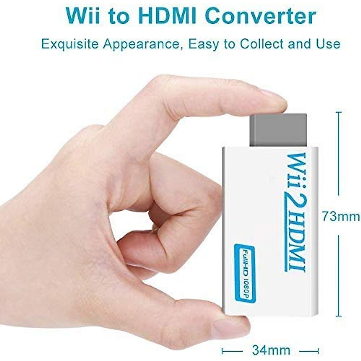 CHS Goodeliver Wii to Hdmi Connector/Converter/Adapter, 1080p Output Video, 3.5mm Audio - Supports All Wii Display Modes, White