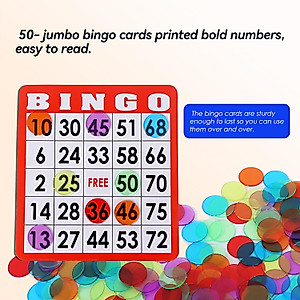 GSE Games & Sports Expert Complete Calling Bingo Game Set with 50 Bingo Cards, 500 Chips, Calling Cards for Parties, Large Groups, Game Nights