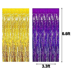 Graduation Decorations 2022 Purple Gold Graduation Party Supplies 2022 Graduation Banner Purple Gold Class of 2022 Congrats Grad Porch Sign and Foil Curtains Graduation Party Decorations by HappyField