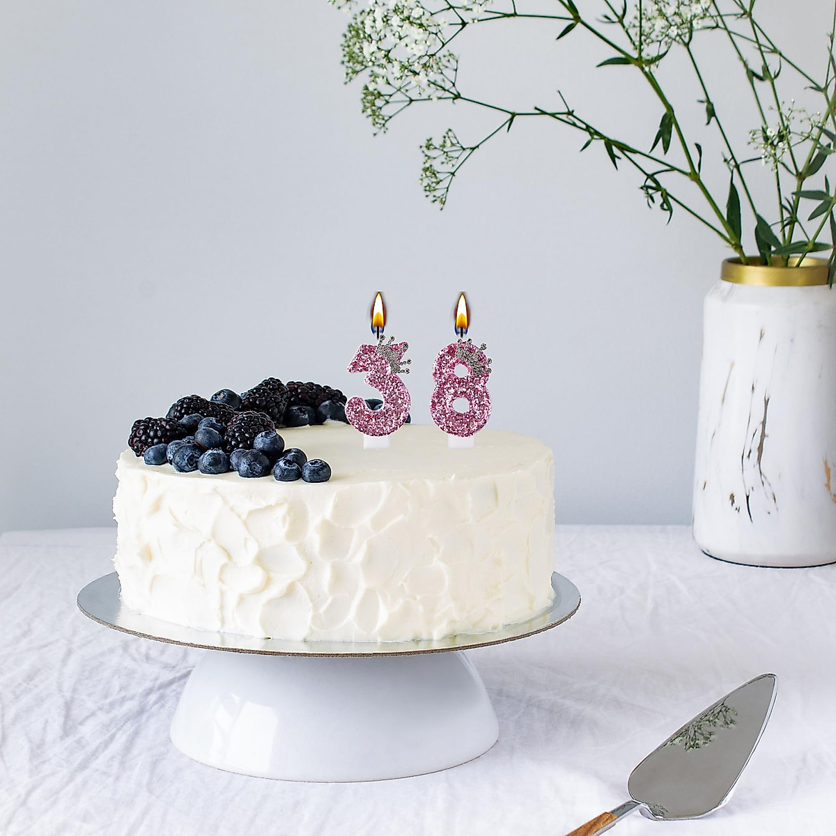 VSHILI 38 83 Birthday Candles, 38th 83rd Cake Candles, Pink Birthday Number 38 83 Candles Cake Topper Decorations for Party Men Women