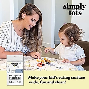 Stick-On Disposable Placemats for Baby and Kids - 60 Pack with Cute Print - 12"x18" Strong Adhesive Toddler Placemats - Easy Clean Up & Germ Free - For Restaurants, Home, or Travel | Simply Tots Brand