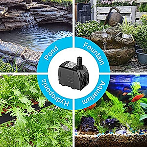 LYQILY 400GPH Ultra Quiet 1500L/H 25W Submersible Water Pump with 6.6ft High Lift for Fountains, Hydroponics, Ponds, Aquariums, Fish Tank