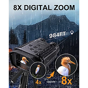 Night Vision Goggles, Mini Night Vision Binoculars with 8X Digital Zoom, Infrared Binoculars for 100% Darkness, 1080P Night Vision Goggles Military Tactical, IP54, Anti-Shake, Video & Audio Recording