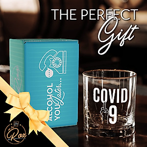 Funny Bourbon Gifts for Men - Whiskey Birthday Glass Gift Idea for Men Women - 11 Oz Dad Gifts Quarantine Scotch Drinking Glasses - Low Ball Rocks Mugs Social Distance Ideas for Man Bar Accessories