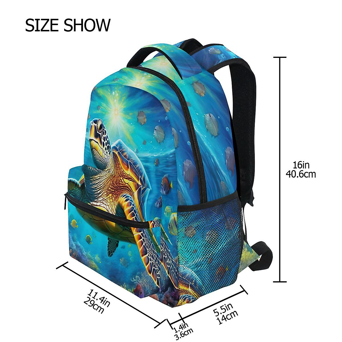 KEIGE Sea Turtle Ocean Life Backpack School Bookbag for Boys Girls 2110001