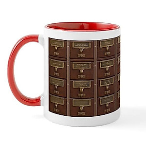 CafePress Vintage Library Card Catalog Drawers Mugs Ceramic Coffee Mug, Tea Cup 11 oz