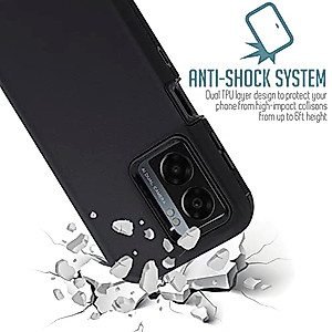 Customerfirst Compatible for OnePlus Nord N300 5G with Built in Screen Protector Kickstand Rugged Shockproof Dust/Drop Proof Holster Phone Case Cover (Black)