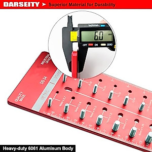 DarSeity DS-34 Nut and Bolt Thread Checker, 15 Metric & 19 Standard Nut & Bolt Size Identifier Gauge, append 8 Drill Gauges, Solid Aluminum Body