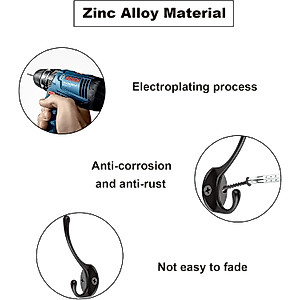 LANIAKEA 24PCS Coat Hooks, Heavy Duty Coat Hooks Wall Mounted with 48 Screws, Coat Hanger Hooks for Wall, Hanging, Coats, Towel, Bag, Cap, Scarf, Hat, Key, Black