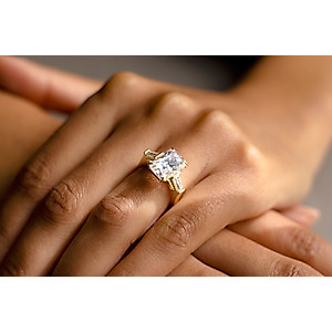 Three Stone Moissanite Taper Baguette Pilot Radiant Ring 14K Gold - rose-gold / 5.0 / DEF