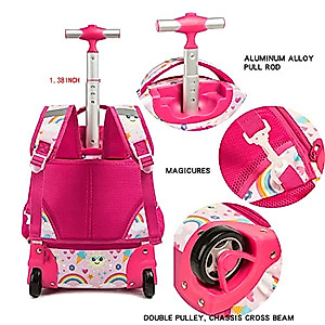 MOHCO Rolling Backpack 16 inch Kids Wheeled School Backpack Set for Boys and Girls