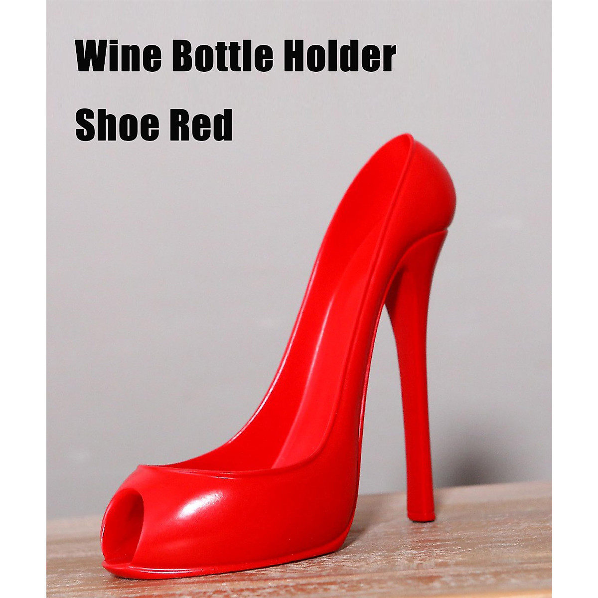 EBOXER Home High Heel Wine Bottle Holder 7.5 Inch Tall, Stylish Wine Bottle Holder Shoe High Heel Shaped for Bar Home and Decor, Red
