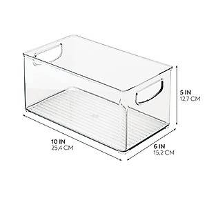 iDesign Plastic Fridge and Freezer Organizer Bin with Integrated Handles – 10” x 5” x 6”, Clear