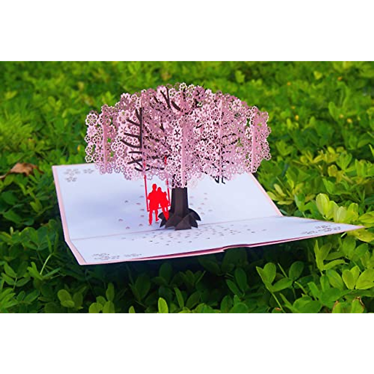 S-LOVE-CRAFT Pop Up Anniversary Card (6 x 8 In Size - Cherry Blossom Swing Couple).