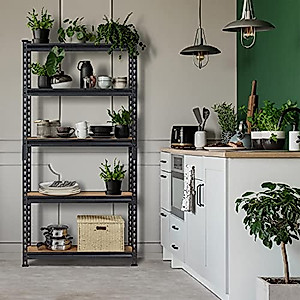 Topeakmart Storage Shelves 5 Tier Adjustable Metal Shelving Unit Utility Shelves Garage Storage Racks for Warehouse Garage Pantry Kitchen- Black, 29.5 x 12 x 60 Inch