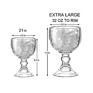 Extra Large 30oz Margarita Schooner Beer Glasses Set of 2, Large Shrimp Cocktail Glasses Goblet, Large Stemmed Glasses With Thick Bottom for Coronaritas, Margaritas,Cocktails