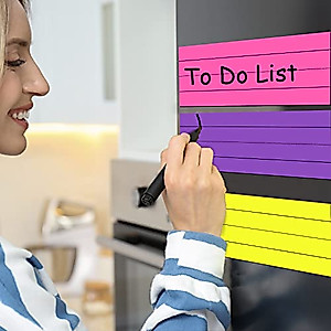 5 Pack Magnetic Sentence Strips, 24 x 3 Inch, Magnetic Dry Erase Sentence Strips, Lined Magnetic Strips, Reusable Classroom Learning Tool for Whiteboard Learning Teacher (Multi Color)