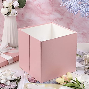 RUSPEPA Medium Birthday Gift Box with Lids, Ribbon and Tissue Paper, Collapsible Gift Box - 1 Pcs, 10x10x10 Inches, Pink