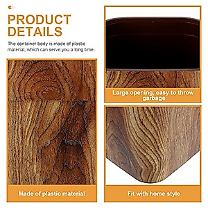 Zerodeko Plastic Trash Can Wood Grain Wastebasket Garbage Container Vintage Open Top Recycling Bin for Bathroom Bedroom Powder Rooms Home Office Dorm Brown 13 Gallon Trash can