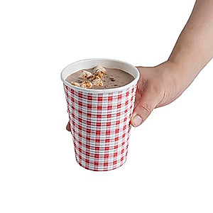 Restaurantware 12 Ounce Disposable Coffee Cups 500 Spiral Wall Hot Cups For Coffee - Lids Sold Separately Rolled Rim Paper Insulated Coffee Cups Picnic Print For Coffee Tea And More