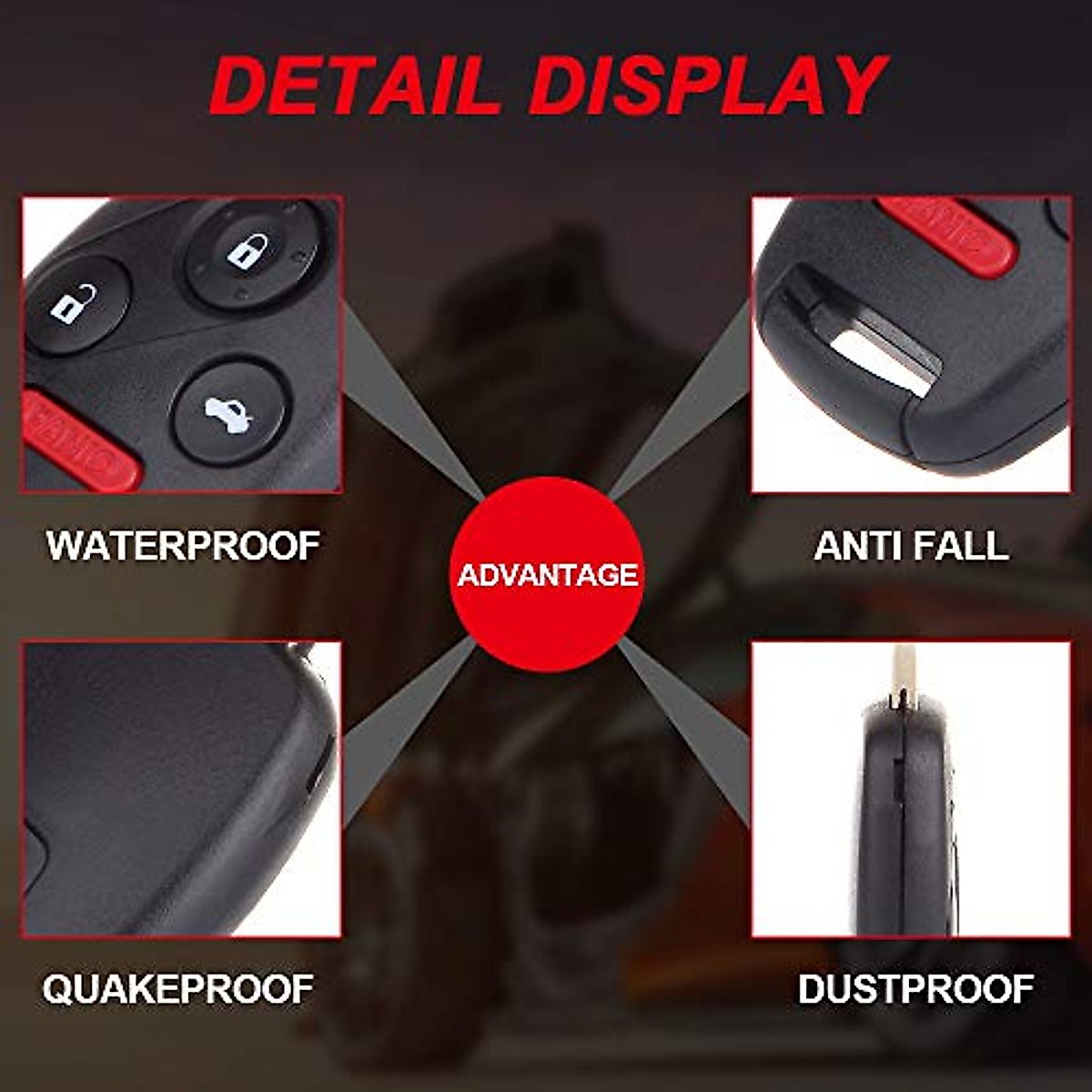 cciyu Replacement Remote Head Ignition Key Keyless Entry Combo 1 X 4 Buttons Replacement for Honda for Accord/for CR-V/for Element OUCG8D-380H-A