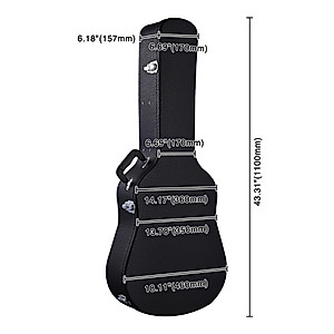 AW 41" Acoustic Guitar Hard Case Wooden Hard Shell Carrying Case with Lock Latch Key Black