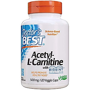 Doctor's Best Acetyl L-Carnitine, Help Boost Energy Production, Support Memory/Focus, Mood, Non-GMO, Vegan, Gluten Free, 120 Count (Pack of 1) (DRB-00152)
