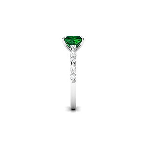 Certified Lab Grown Emerald 8mm Princess Cut Engagement Ring, AAAA Quality, Emerald Moissanite Ring - With Jewelry Box, 14K White Gold, Size:US 6.50
