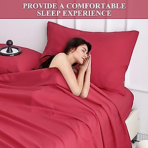 Queen Sheet Set - Soft Bed Sheets for Queen Size Bed, Extra Deep Pocket Hotel Luxury Sheets, Cooling Breathable Bedding Sheets and Pillowcases, Wrinkle Free Oeko-Tex Sheets 4 Piece