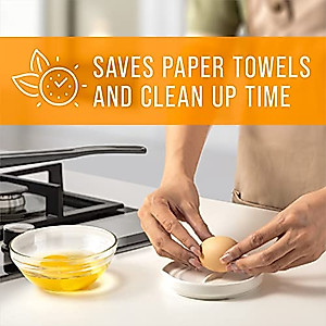 [1 Pack] Dual Purpose Egg Cracker Tool & Spoon Rest for Kitchen Counter - Simple Use Egg Breaker Tool Contains the Mess - Ceramic & Stylish Spoon Holder for Kitchen Counter