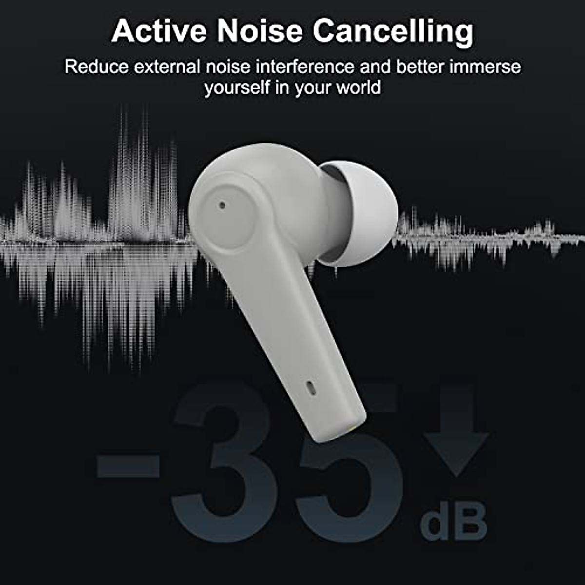 Kingstar Wireless Earbuds for Android,Bluetooth 5.2 Earbuds with Microphone Active Noise canceling Ear Buds Touch Control LED Display Blue Tooth Headphone HiFi Stereo for iPhone USB-C Charging