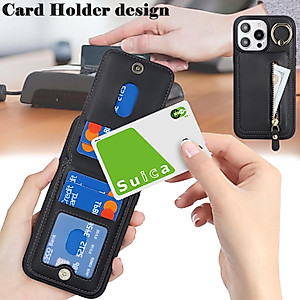 Ｈａｖａｙａ for iPhone 13 pro max case with Card Holder iphone 12 pro max phone case magsafe compatible for women leather zipper phone wallet detachable 2-in-1 magnetic for men-Black