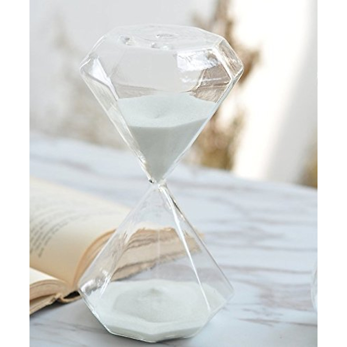 Graces Dawn Diamond glass Hourglass Sand Timer 60 minutes with (white)