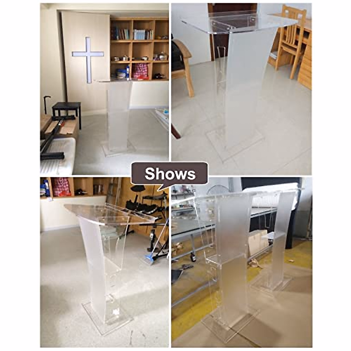 EESHHA Lectern Podium Stand Acrylic Lectern Podiums, Church Clear Pulpit Podium, Heavy-Duty Lecture Stand with Edge Stopper, Wedding Restaurant Lecterns Stand