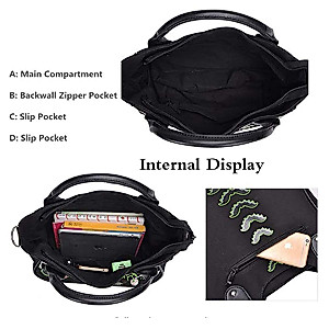 RainboSee Women Punk Rivet Handbag Purse Canvas Tote Shoulder Crossbody Bag Large Capacity Satchel Black (Skull)