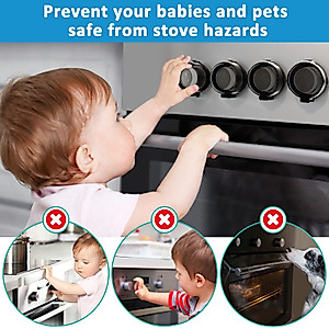 Stove Knob Covers for Child Safety - 5 Pack Babepai Upgraded Double-Key Design Universal Size Baby Safety Gas Oven Knob Covers Stove Guard Baby Proofing
