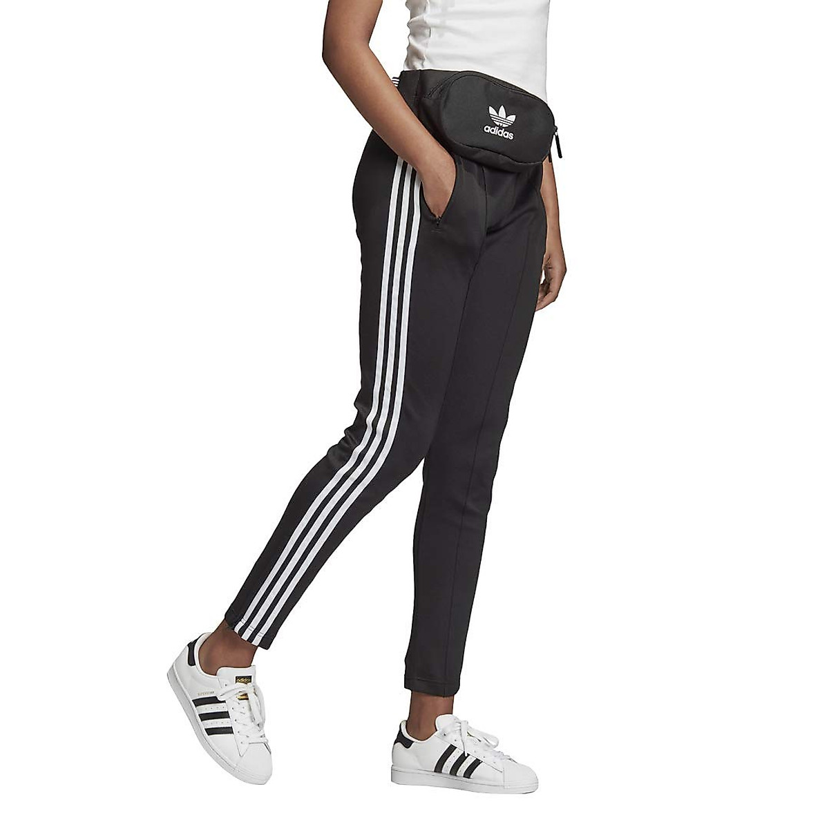 adidas Originals womens Superstar Primeblue Track Pants, Black/White, Medium US