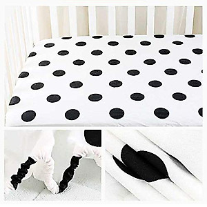 Lovepreciousbaby Dot Print Fitted Crib Sheet, 100% Cotton Baby Crib Sheets for Standard Crib Mattress- Black Dots Pattern