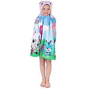 DreamWorks Gabby's Dollhouse Bath/Pool/Beach Soft Cotton Terry Hooded Towel Wrap, 24 in x 50 in, By Franco Kids