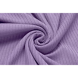 URRU Men's Muscle T Shirts Stretch Classic Ribbed Short Sleeve Casual Slim Fit Polo Golf Shirt Light Purple S