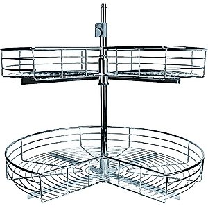 IMEX Kidney Shaped Lazy Susan - Wire Rotating Corner Organizer, Turntable for Cabinet, Chrome (Wire Susan 28” Kidney Shape)