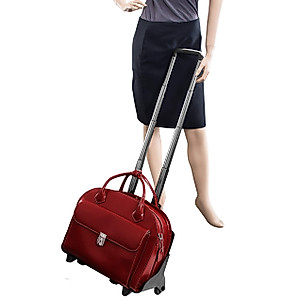 McKlein W Series Laptop Rolling Briefcase, Red Leather (94366)