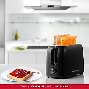 Holstein Housewares - 2-Slice Toaster with 6 Browning Control Settings, Black - Great to Toast Bread, Bagels and Waffles
