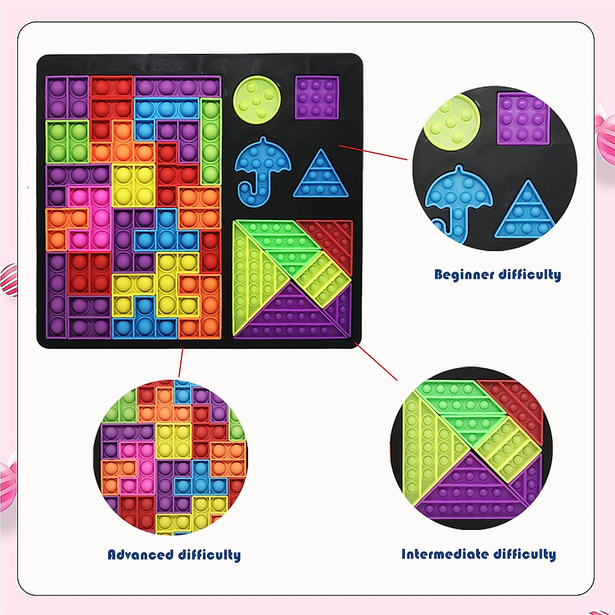 Popit Games Big Pop Board Games Fidget Toy - 36pcs Jigsaw Puzzle Game Pop Push It Bubble Sensory Fidget Toys for Play with Friends, Interactive Jumbo Stress Anxiety Relief Toy Play with Friends