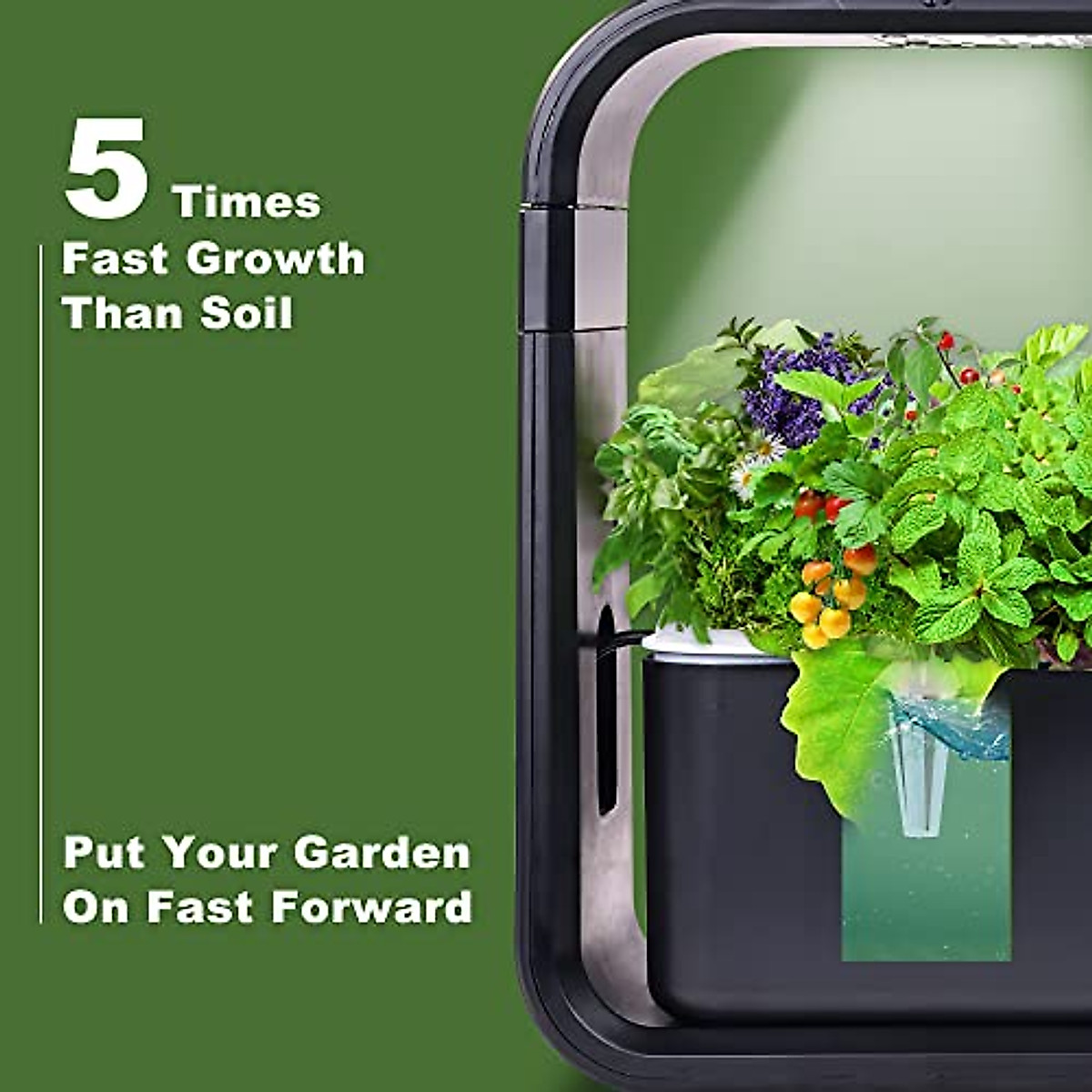 Elevon Hydroponics Growing System, Indoor Garden with LED Grow Light, Plants Germination Kit, Adjustable Height, for Indoor Home Kitchen Office, Black