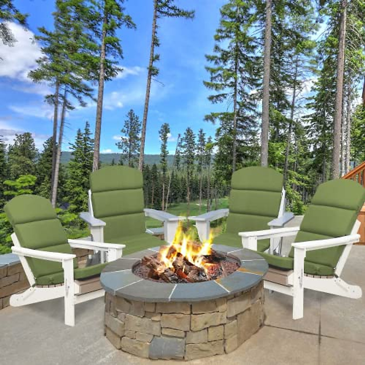 BPS Patio Chair Cushion for Adirondack High-Back, Patio Cushion 52''x20''x2.8'' Olifen Fabric Slipcover, for Indoor Outdoor Furniture, Adirondack, with Ties - Set of 2