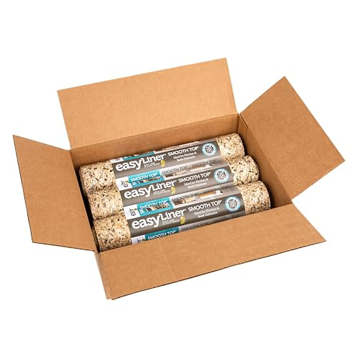 Smooth Top EasyLiner for Cabinets & Drawers - Easy to Install & Cut to Fit - Shelf Paper & Drawer Liner Non Adhesive - Non Slip Shelf Liner - 12 Inch Width - 60 Total Feet - Beige Granite